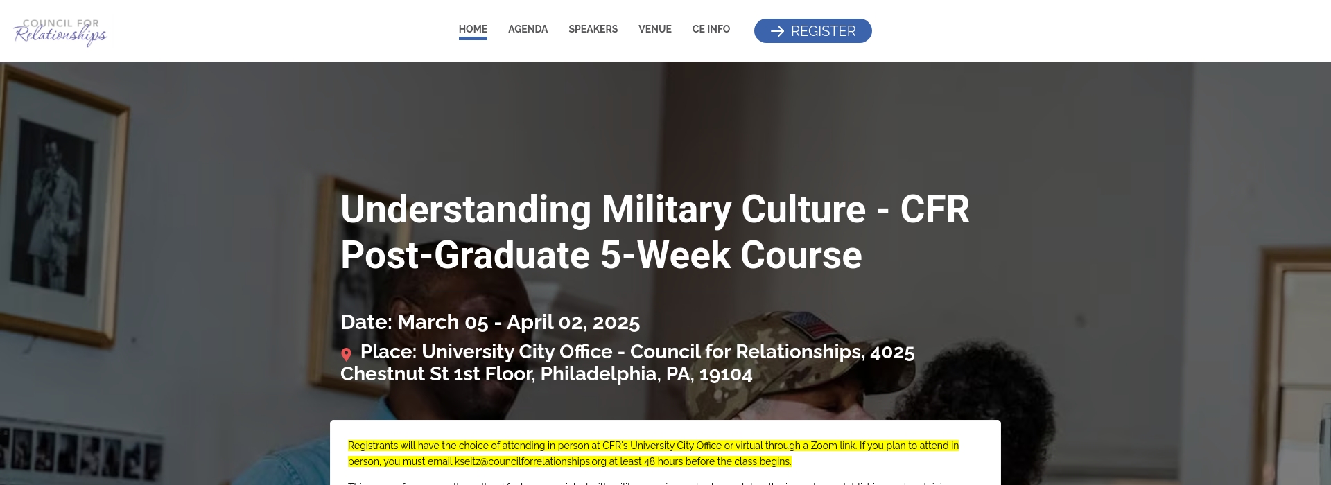 Understanding Military Culture - CFR Post-Graduate 5-Week Course